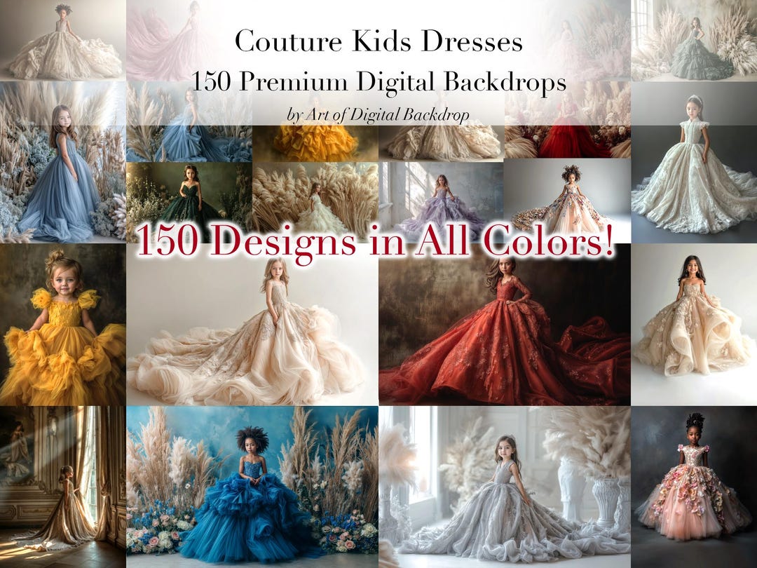 Couture Kids Flowing Fabric Child Dress Digital Backdrops Bundle - 150 ...