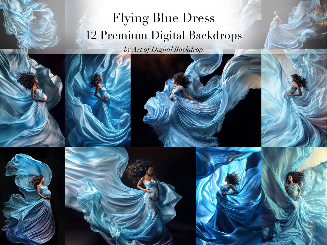 Blue Flaying Dress Digital Backdrops - Art Photo Maternity Portrait ...