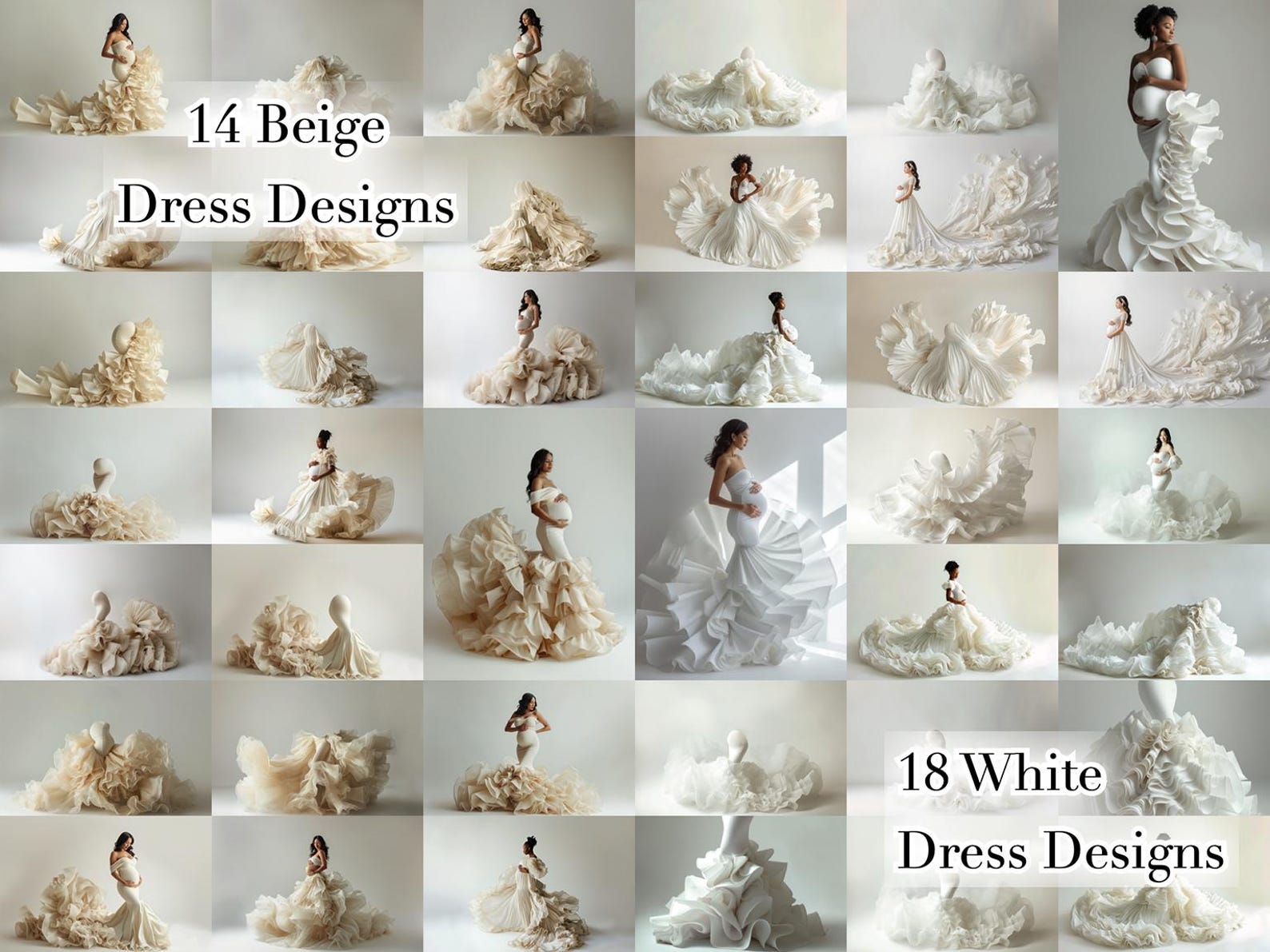 Couture Dress Overlays, All Colors, Digital Backdrops Mega Bundle ...