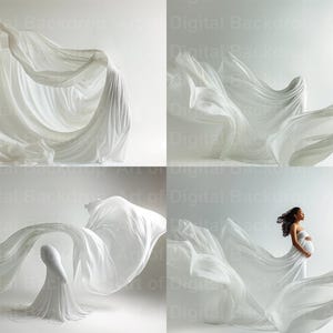 White Flowy Fabric Set 2 Digital Backdrops, Maternity Backdrops ...