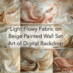 White Flowy Fabric Dress on Beige Painted Wall Digital Backdrops ...