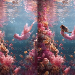 Colourful Swimming Mermaids Digital Backdrops - Fantasy Photo Art ...