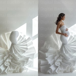 High Fashion White Dress Art Digital Backdrops PNG Set - Maternity and ...