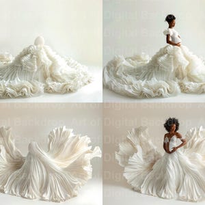White Couture Flowing Flying Dress Digital Backdrops – High Fashion ...
