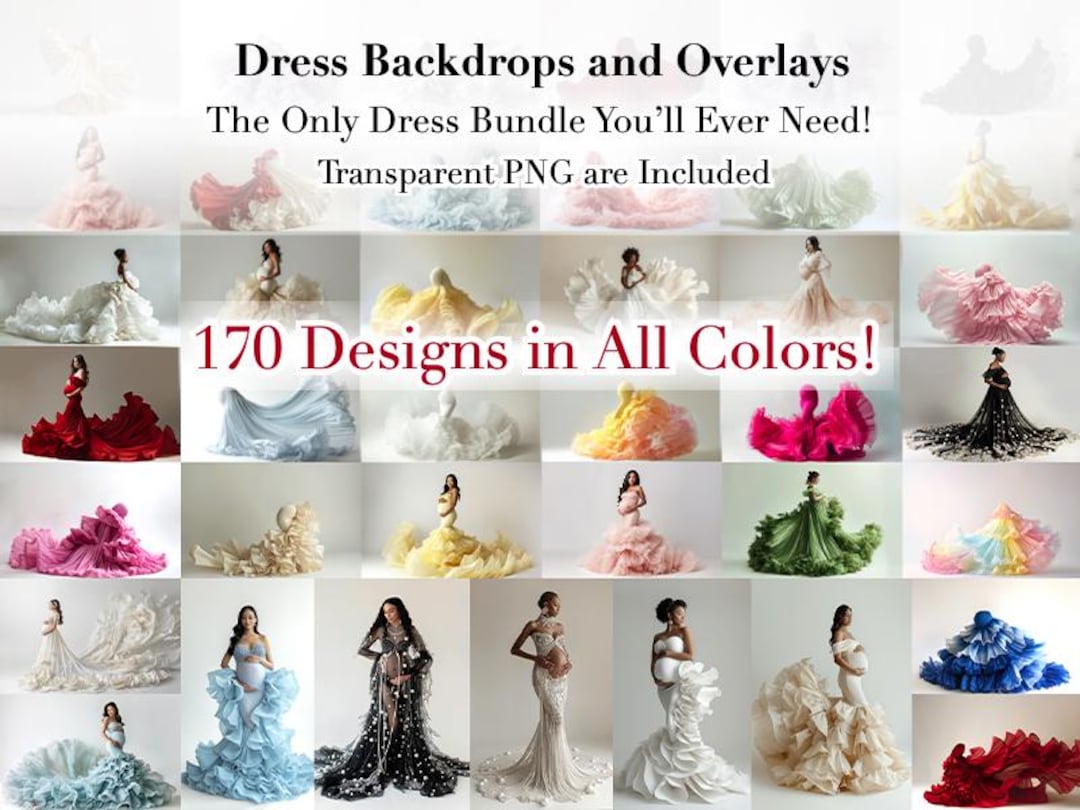 Dress Overlays Digital Backdrops PNG Mega Bundle - Photo Art Maternity ...