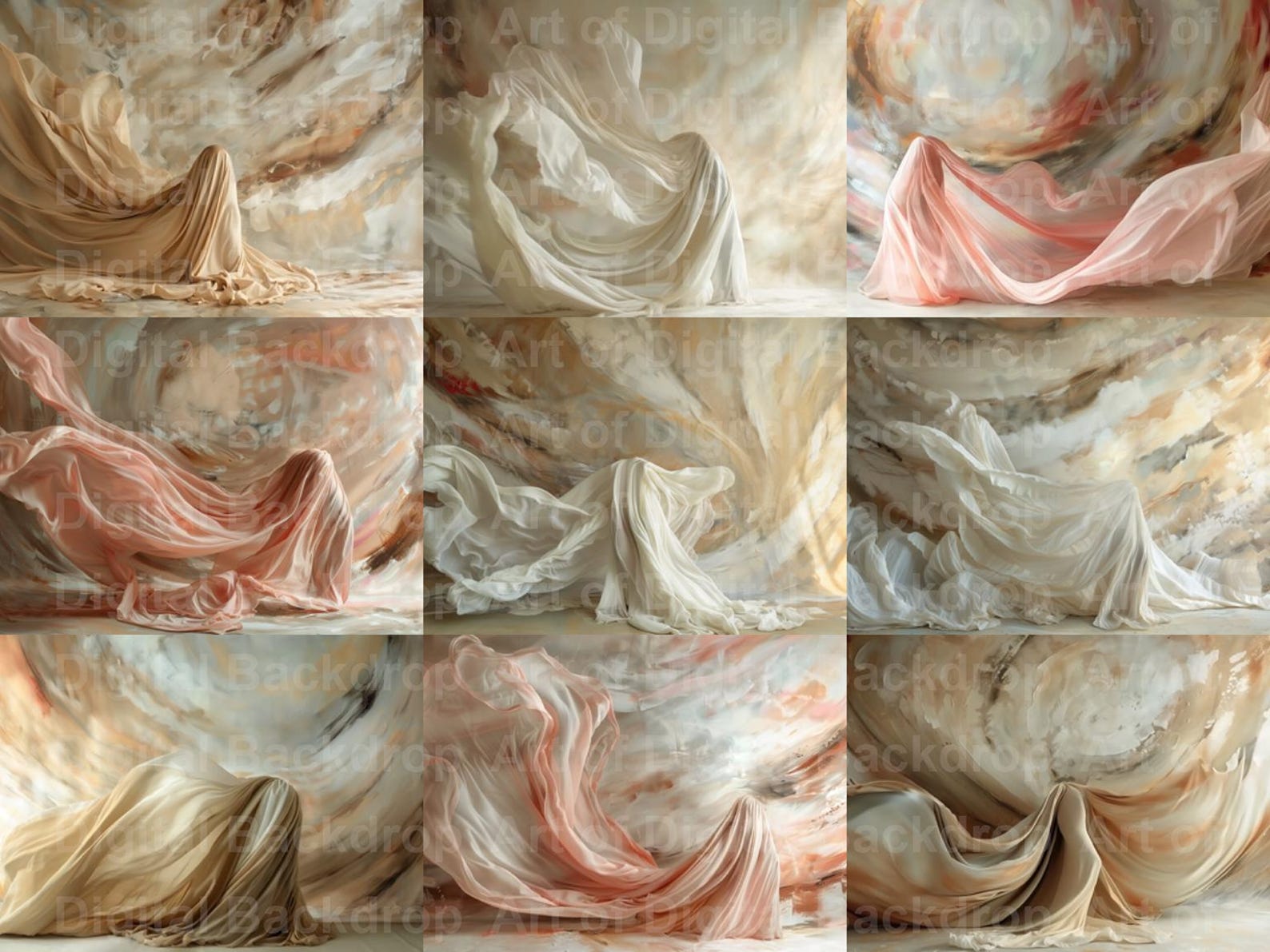 Fine Art Painted Background & Flowing Beige Pink Fabric Dress Maternity ...