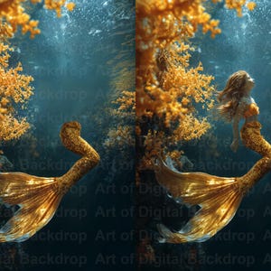 Colourful Swimming Mermaids Digital Backdrops - Fantasy Photo Art ...