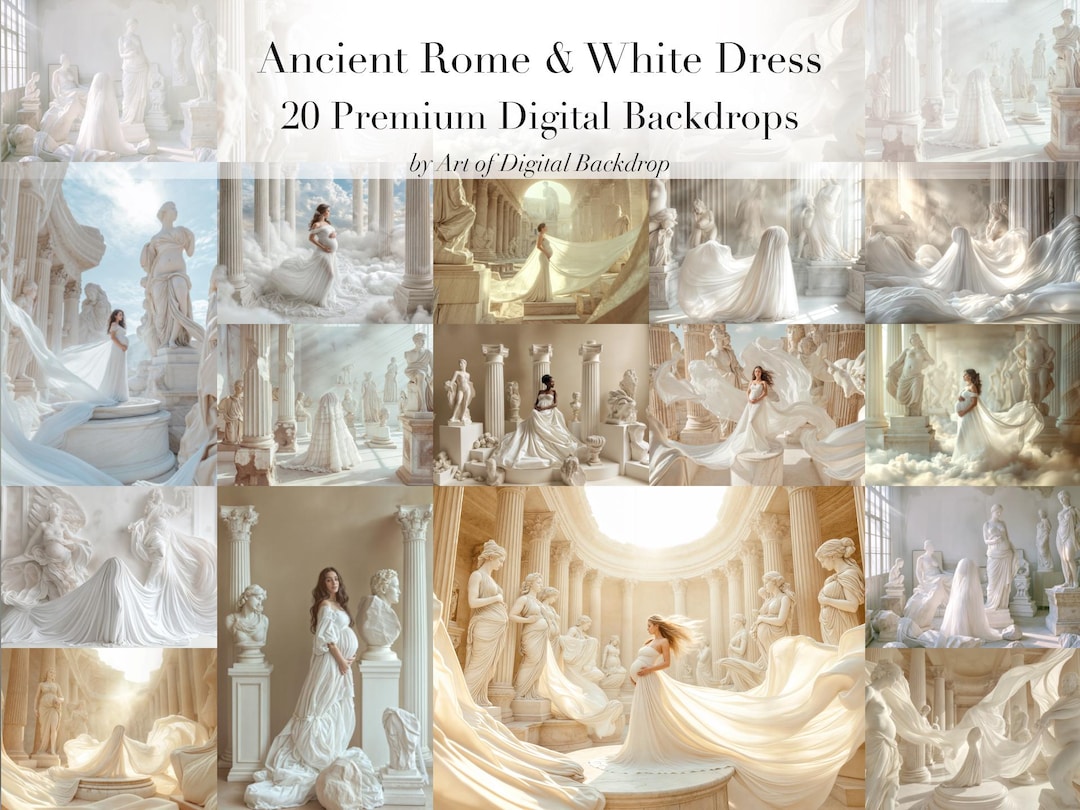 Ancient Rome Greece White Flying Fabrics Digital Backdrops - Column ...