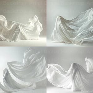 White Flowy Fabric Set 2 Digital Backdrops, Maternity Backdrops ...