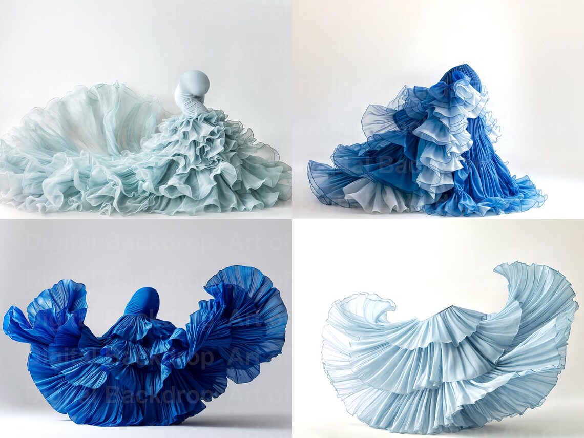 Blue Couture Dress Flowing Fabric Digital Backdrops – Maternity ...