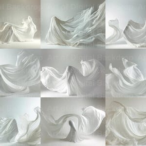 White Flowy Fabric Set 2 Digital Backdrops, Maternity Backdrops ...