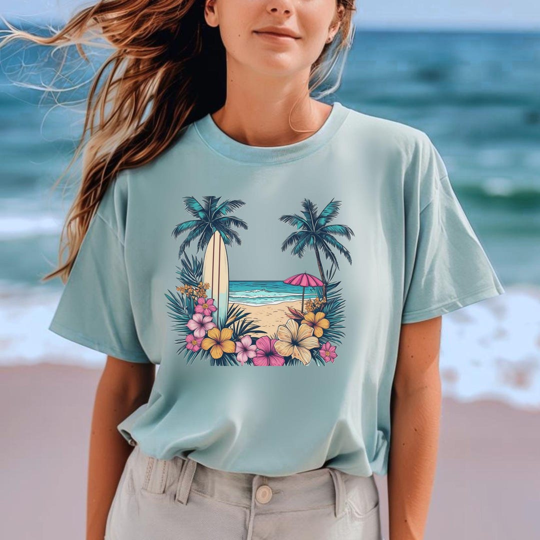 Retro Beach Scene T-shirt - Etsy