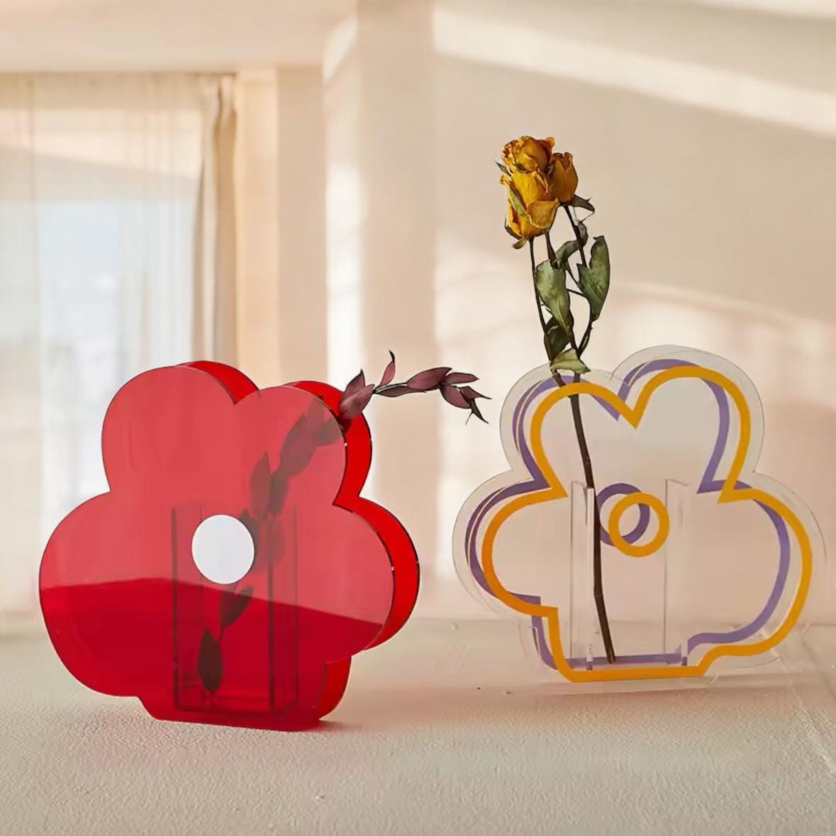 Acrylic Flower Vase, Unique Vases, Abstract Decorative Vase, Acrylic ...