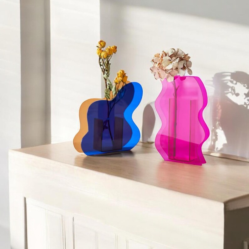 Acrylic Flower Vase, Unique Vases, Abstract Decorative Vase, Acrylic ...