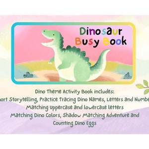 Busy Book Toddler Activity Practice Writing Numbers and Dino Names ...