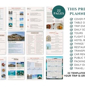 Travel Itinerary Template | Editable Trip Organiser | Printable Travel ...