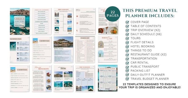 Travel Itinerary Template Editable Trip Organiser Printable Travel ...