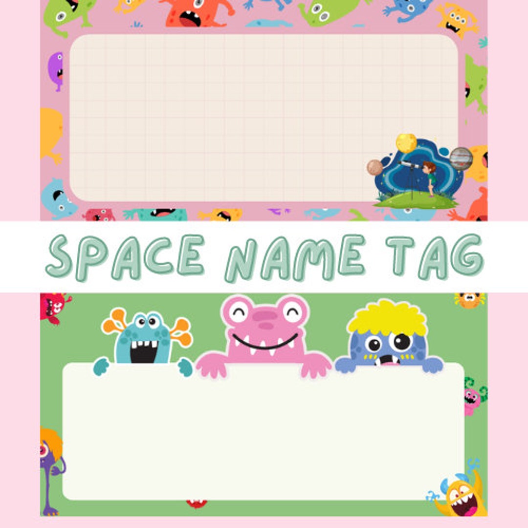 Outer Space Name Tag Template - Etsy