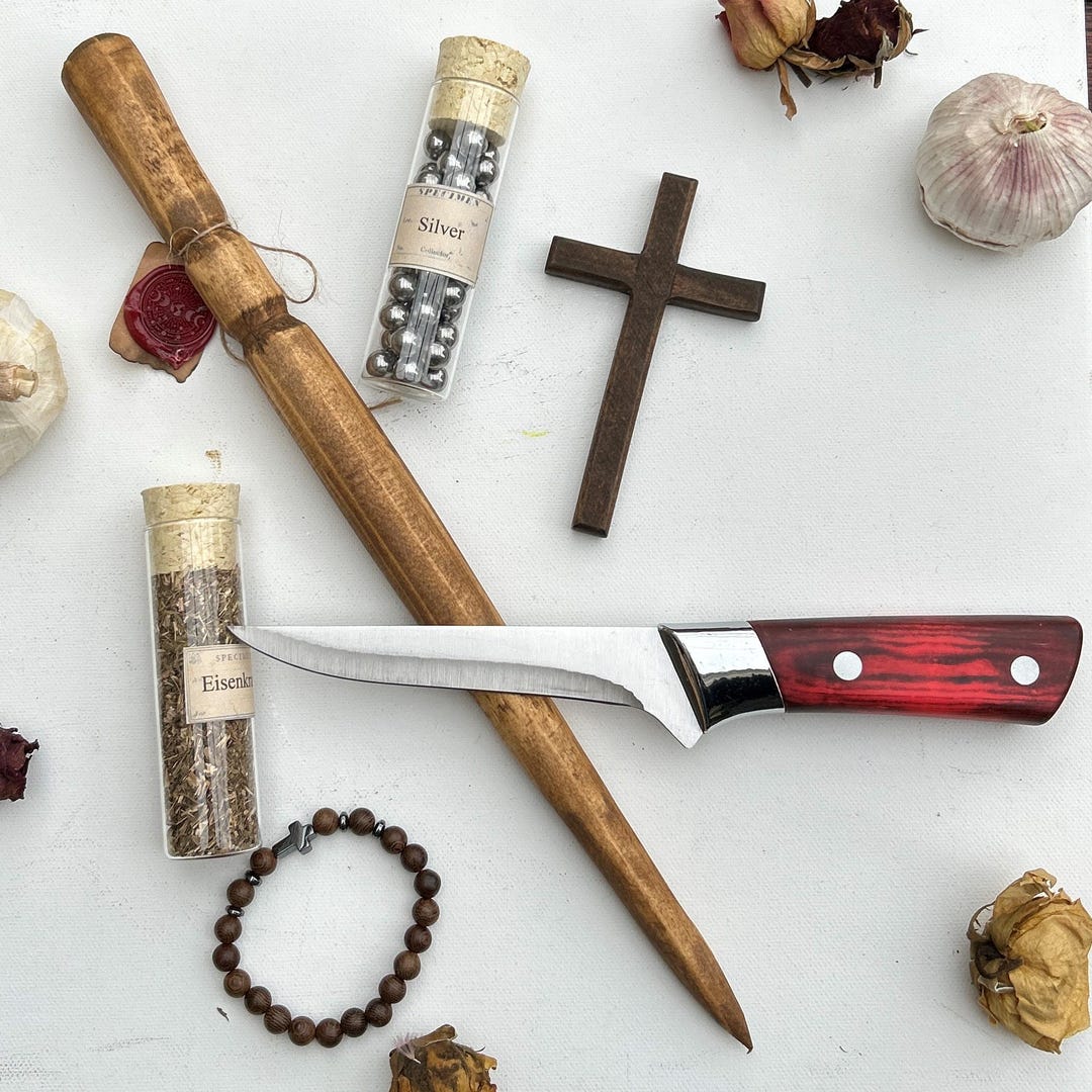 Vampire Killing Set 40 Cm Vampire Stake, Knife, Verbena, Silver Bullets ...