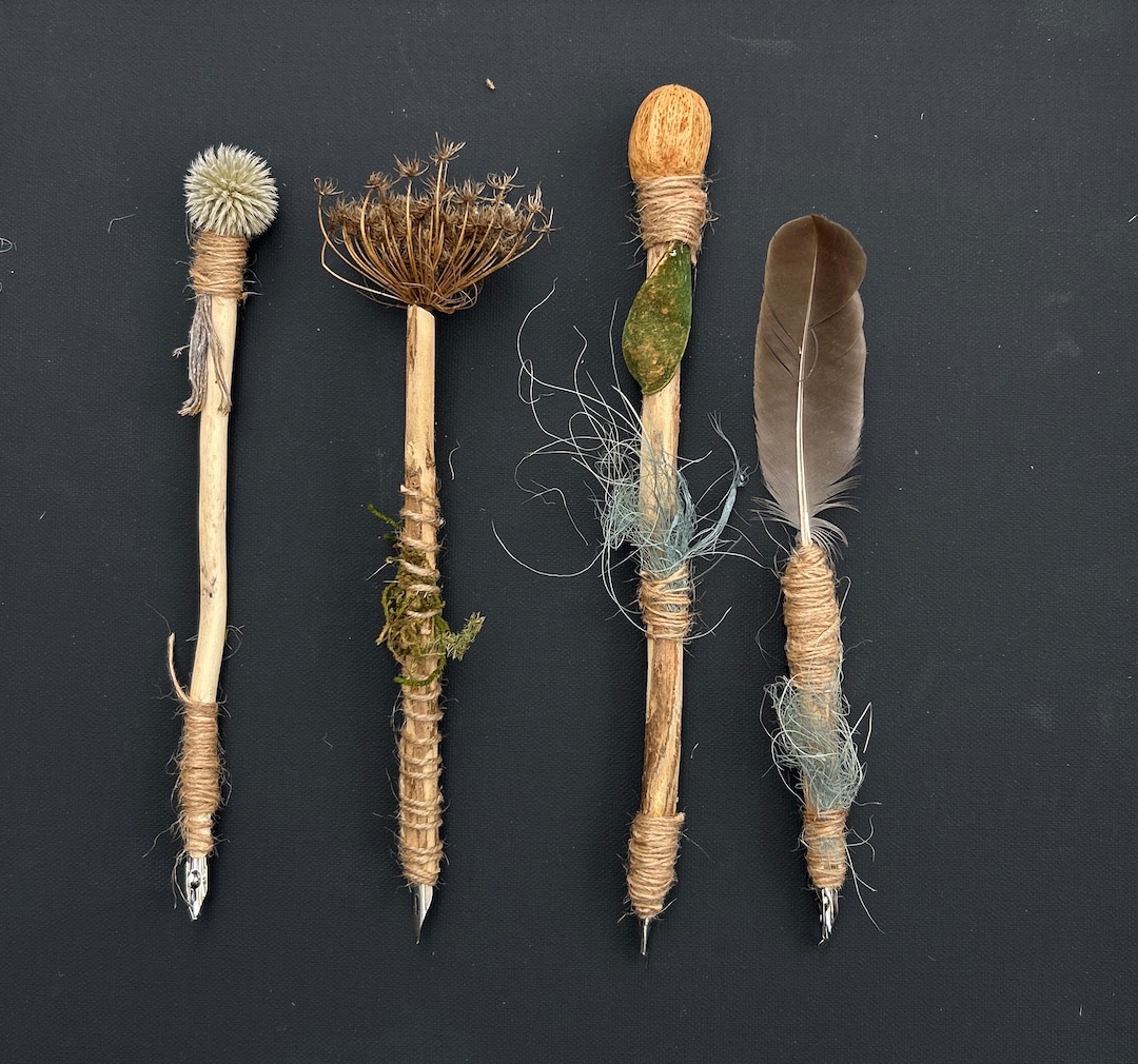 4 Natural Feather Handmade Witch's Writing Quills Made From Driftwood ...