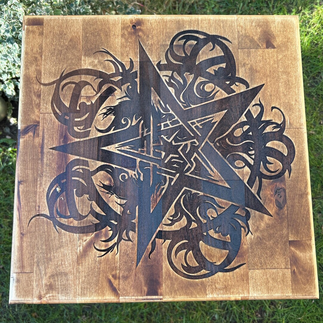 Sophia's Witch's Altar With Pentagram - Wicca Table Top Made of Birch ...