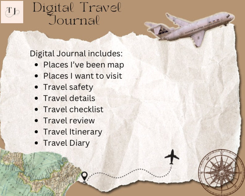 Digital Travel Journal, Travel Checklist, Travel Itinerary, Travel ...
