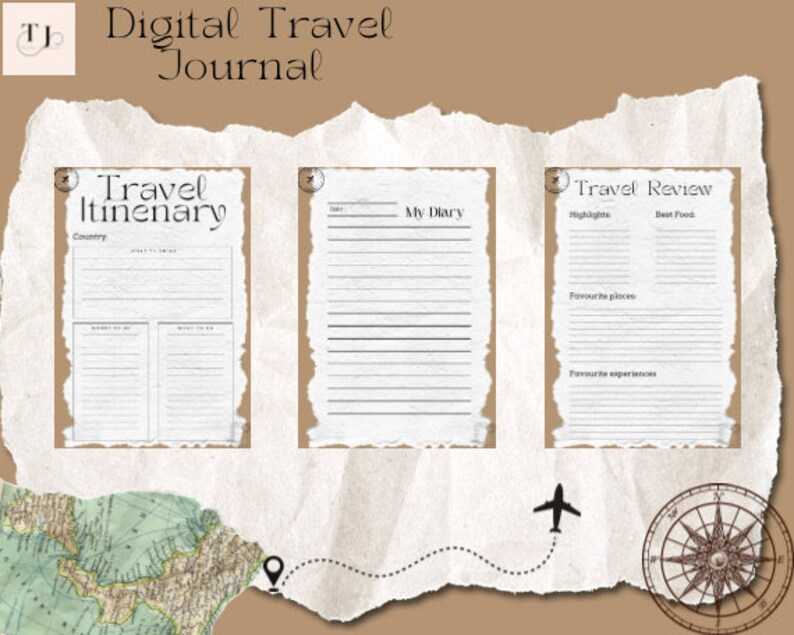 Digital Travel Journal, Travel Checklist, Travel Itinerary, Travel ...