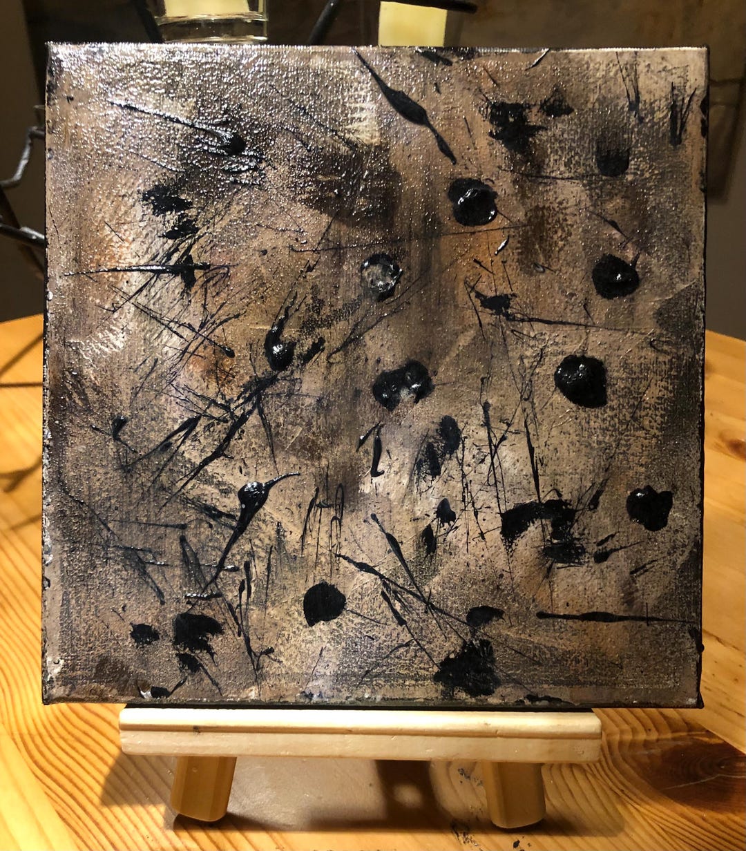 Tans and Black Abstract - 8”x8” Canvas With Easel - A Medley of Tans ...