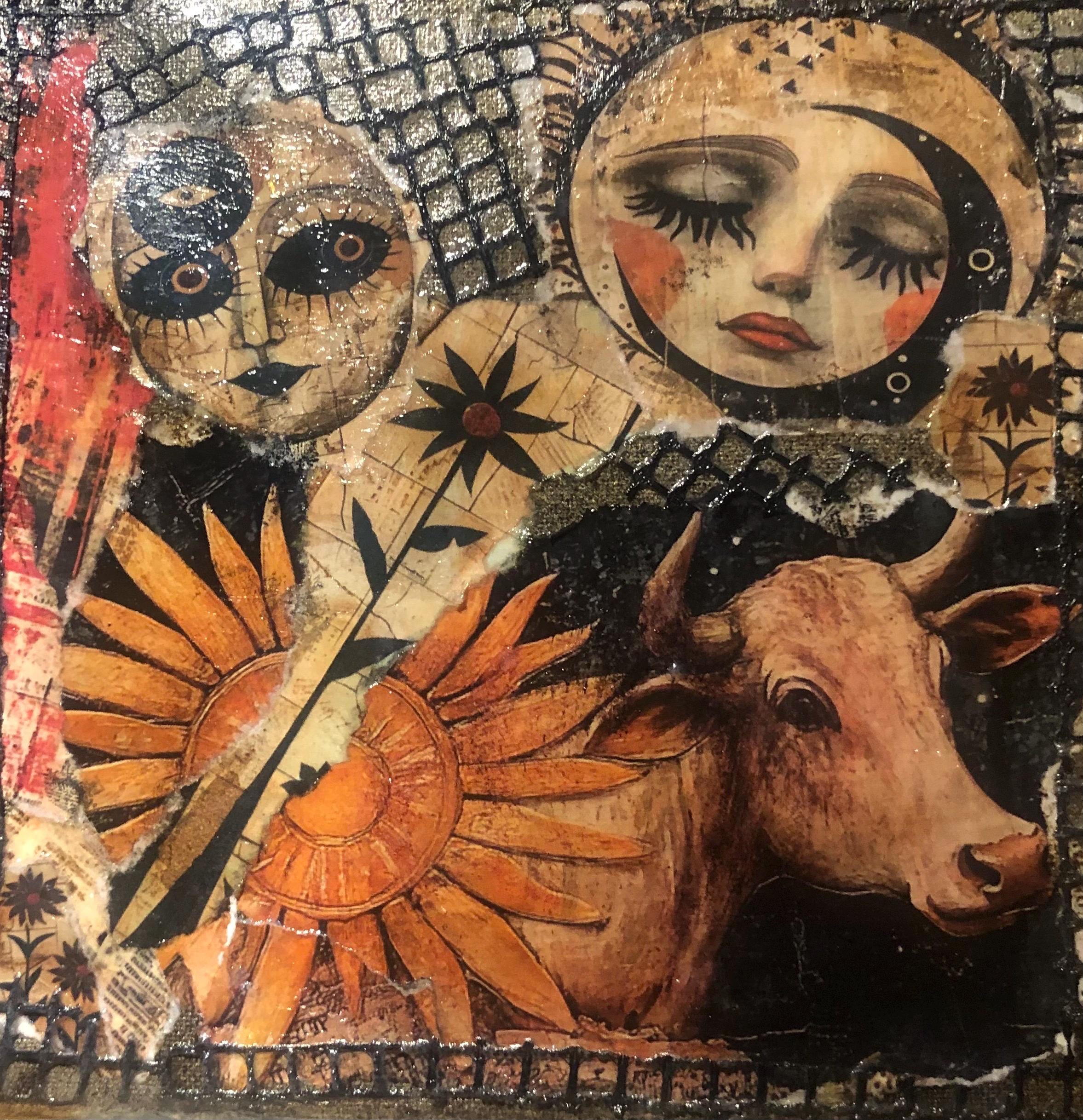 Two Faced Celestial Set 10x10 AND 8x8 With Easels Spray Paint, Ripped ...