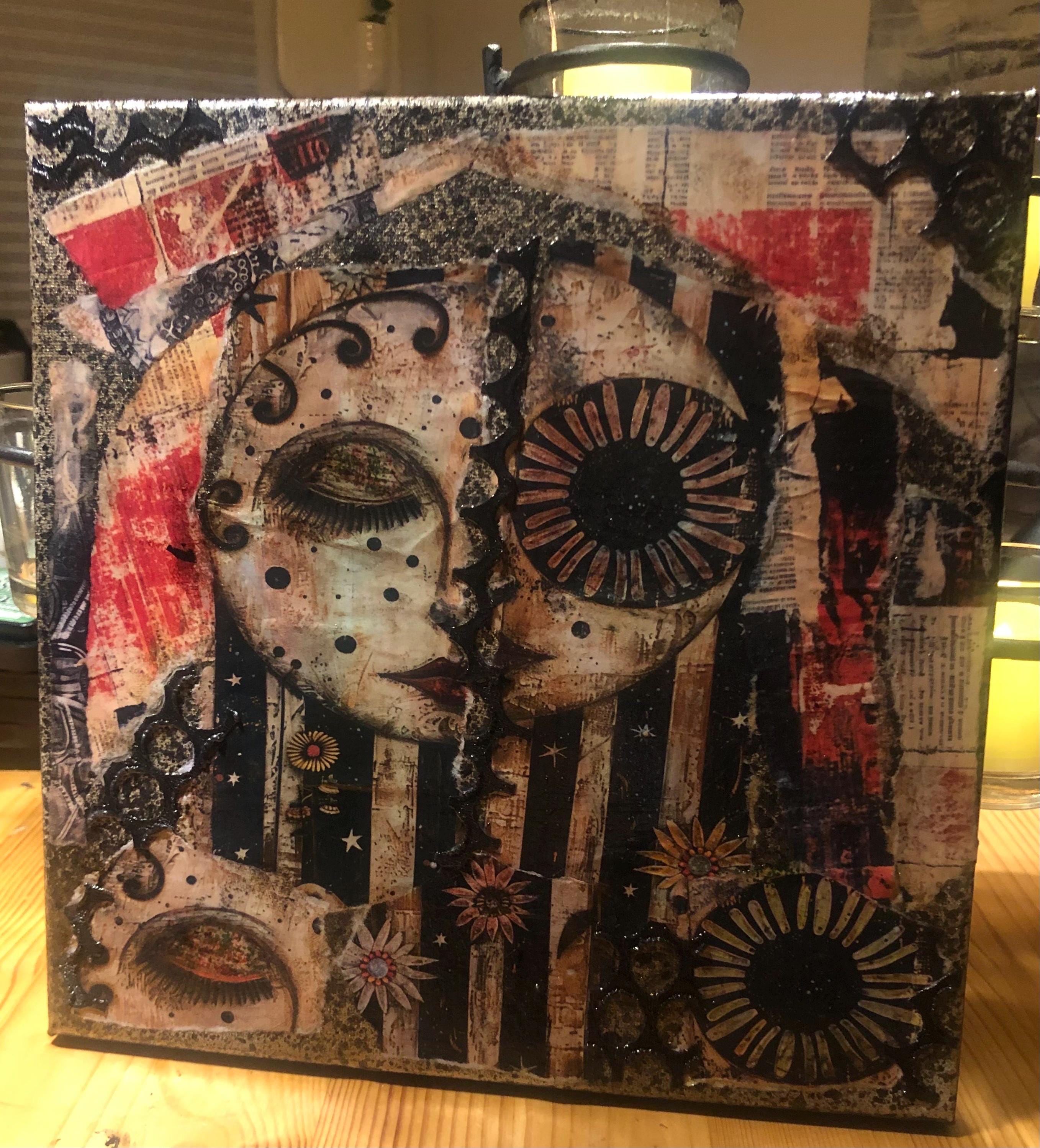 Two Faced Celestial Set 10x10 AND 8x8 With Easels Spray Paint, Ripped ...