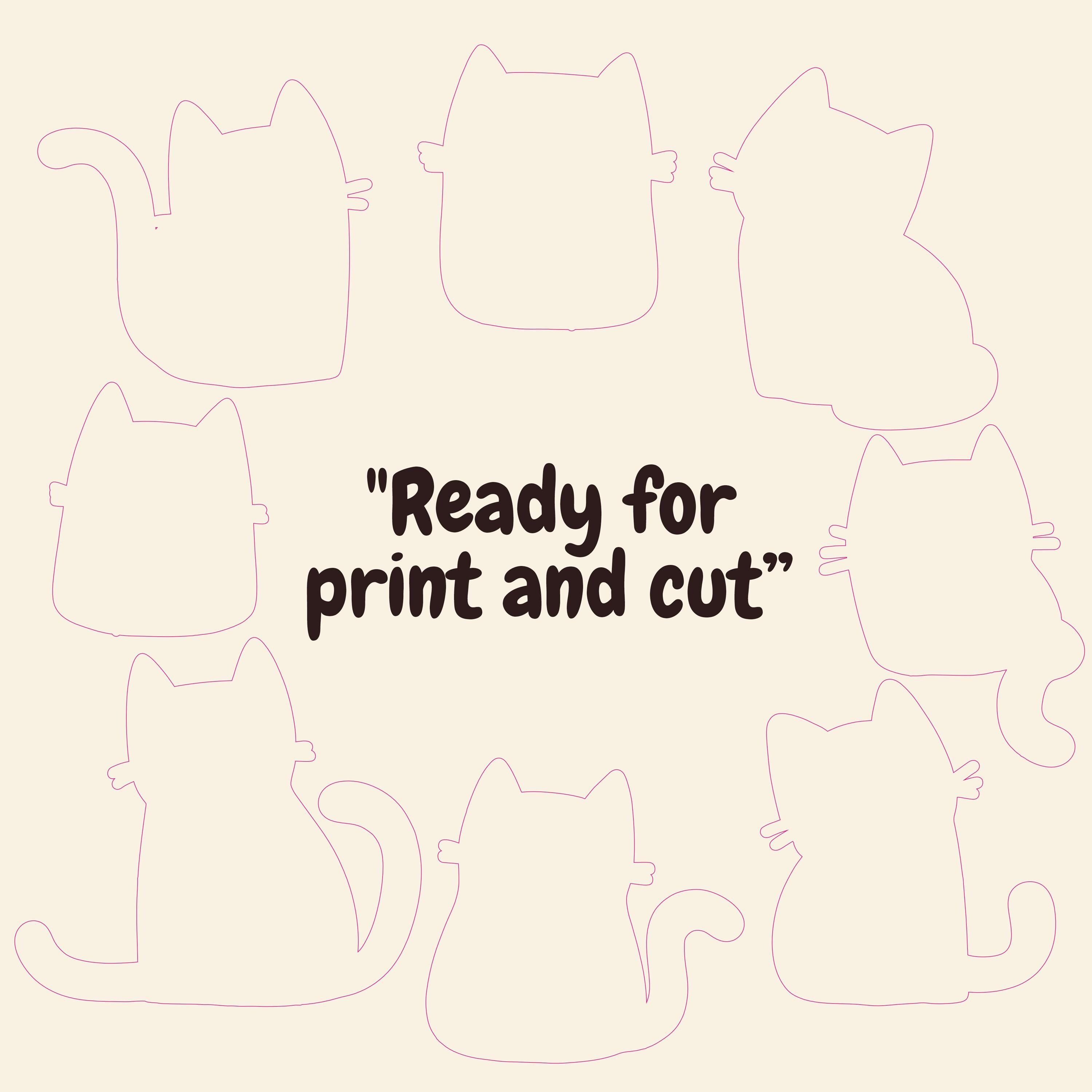 Cute Cat Clipart Digital Stickers Png Bundle, Kawaai Cat Printable ...
