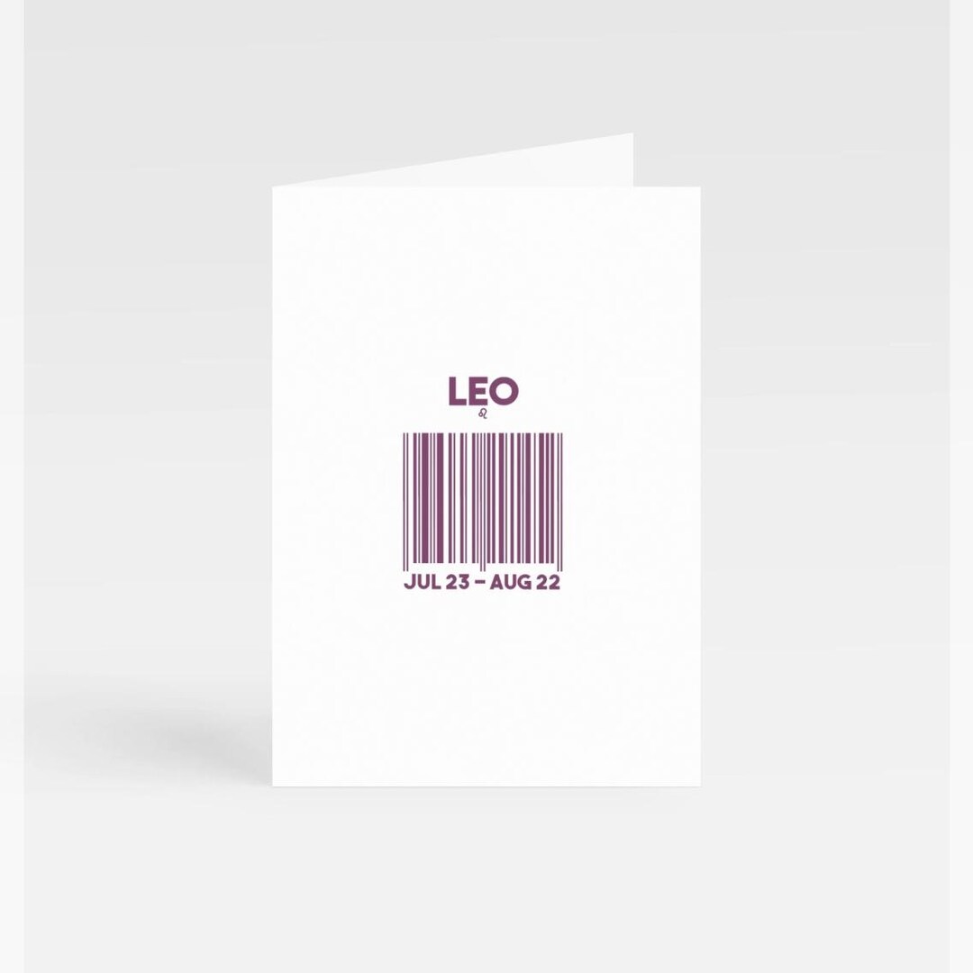 Leo Birthday Card | Barcode | Zodiac Birthday Card | Leo Gift | Star ...