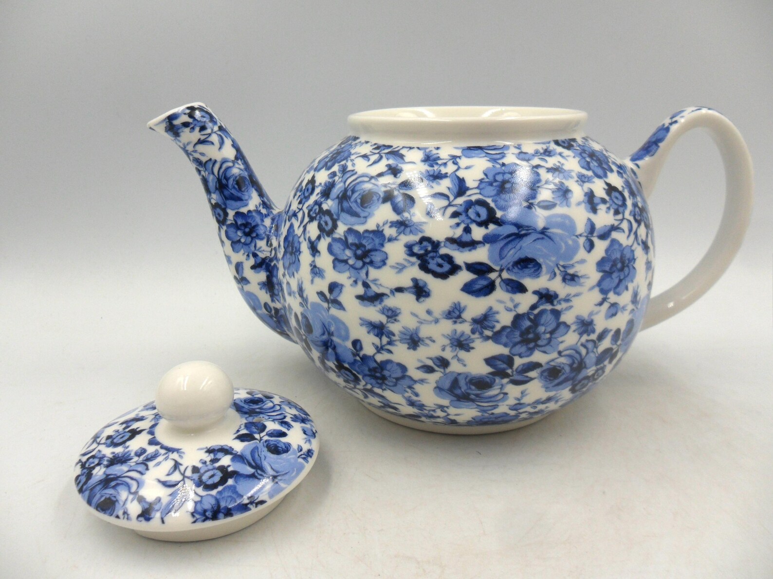 A 2 Cup China Teapot in Ditsy Blue Rose Design for the Abbeydale ...