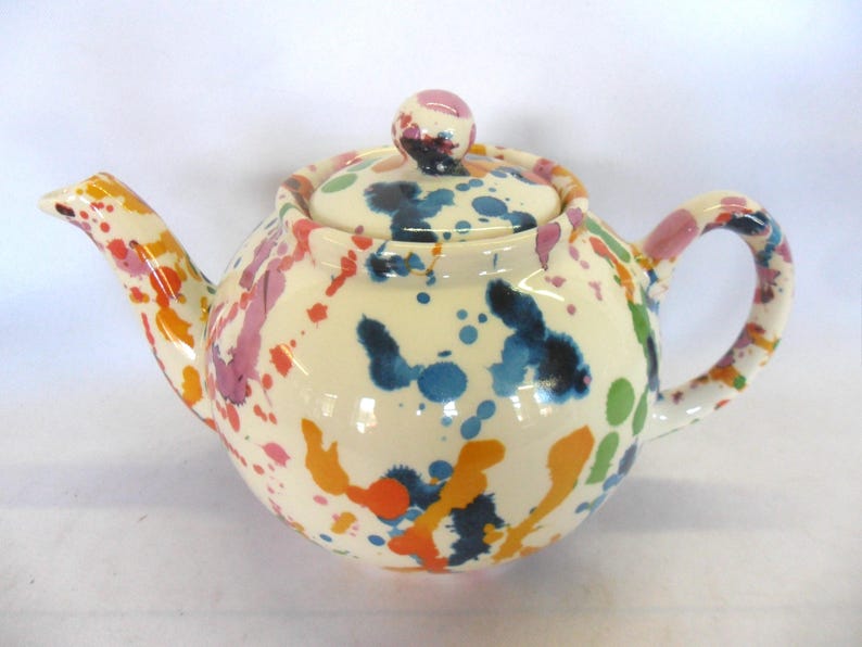 2 Cup Teapot in Paint Splashes Design by Heron Cross Pottery. - Etsy