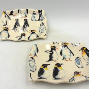 A Pair of Soap Dishes in Cute Penguin Design by Heron Cross Pottery. - Etsy