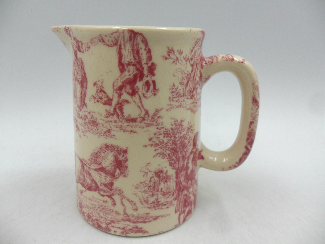 Quarter Pint Earthenware Jug in Pink Toile Design by Heron Cross ...