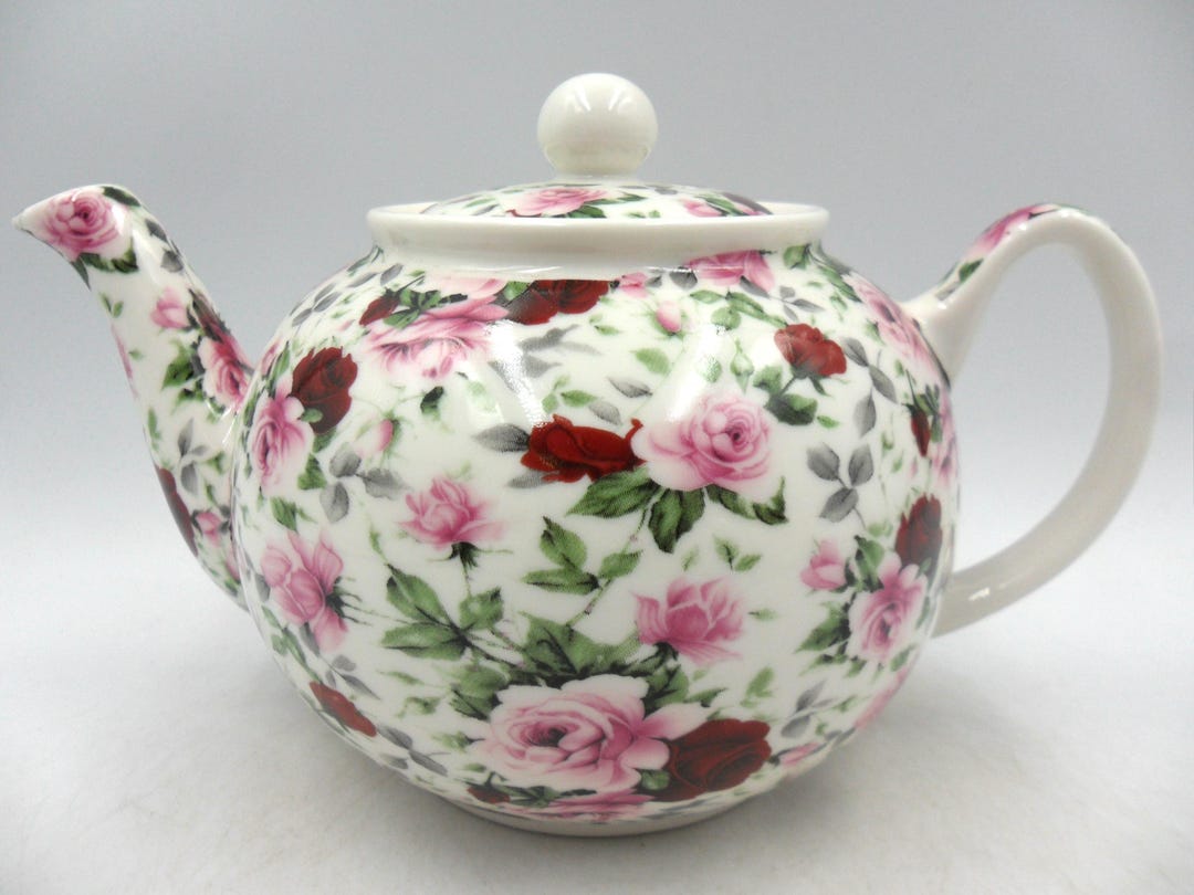 A 2 Cup China Teapot in Ditsy Pink Summertime Chintz Design for the ...