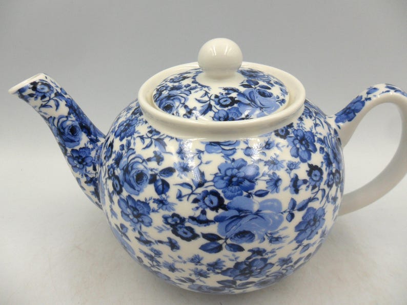 A 2 Cup China Teapot in Ditsy Blue Rose Design for the Abbeydale ...