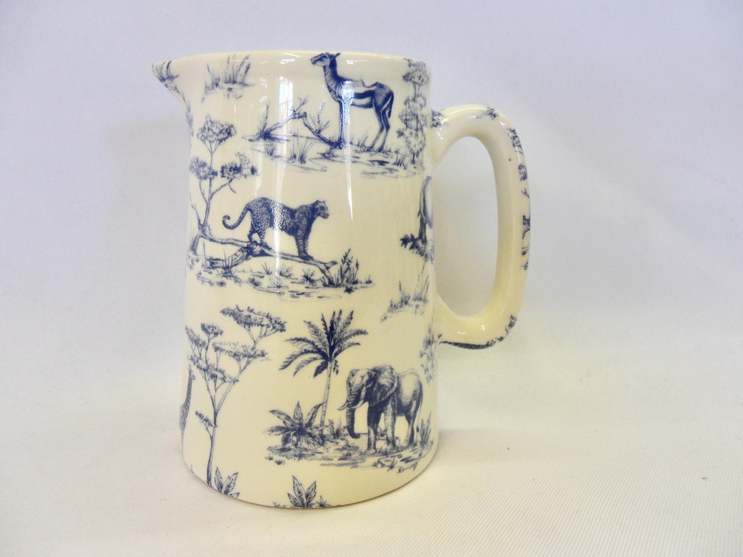 Half Pint Jug in Blue Safari Design by Heron Cross Pottery - Etsy