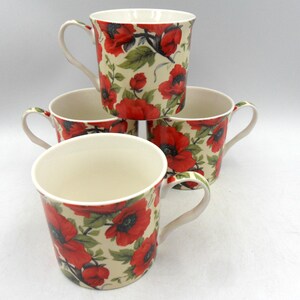 Set of 4 Vibrant Red Poppy Design Palace Mugs - Etsy UK