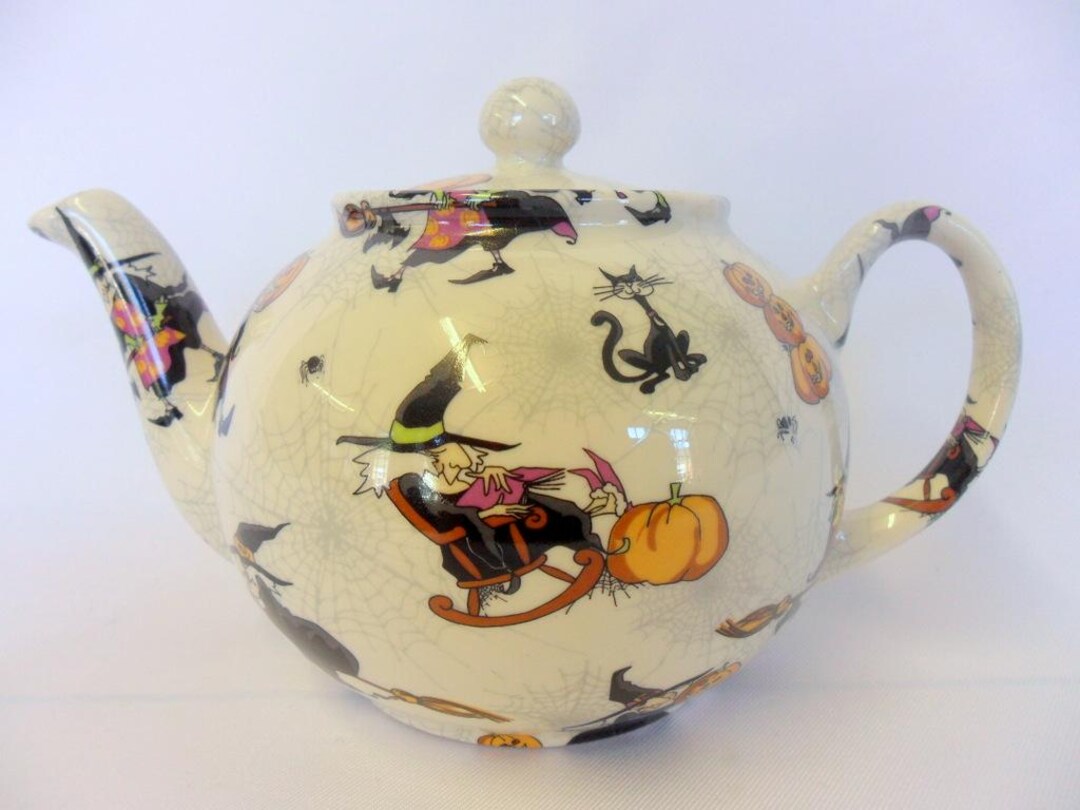 2 Cup Teapot in Witches Hubble Bubble Toil and Trouble Design by Heron ...