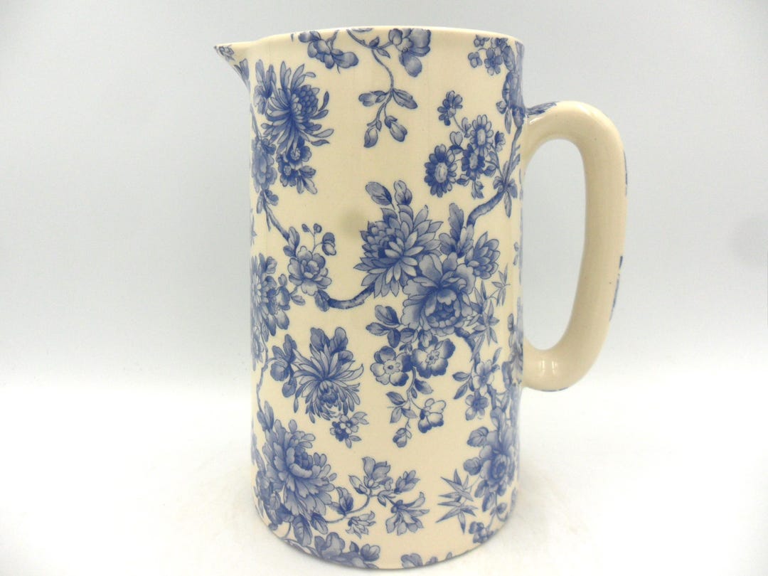 2 Pint Earthenware Jug in Blue Imari Peony Design by Heron Cross ...