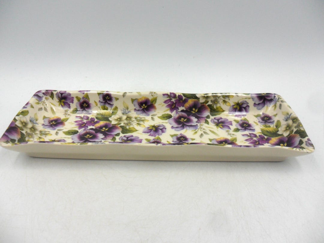 Mint Dish in Purple Pancy Design by Heron Cross Pottery - Etsy