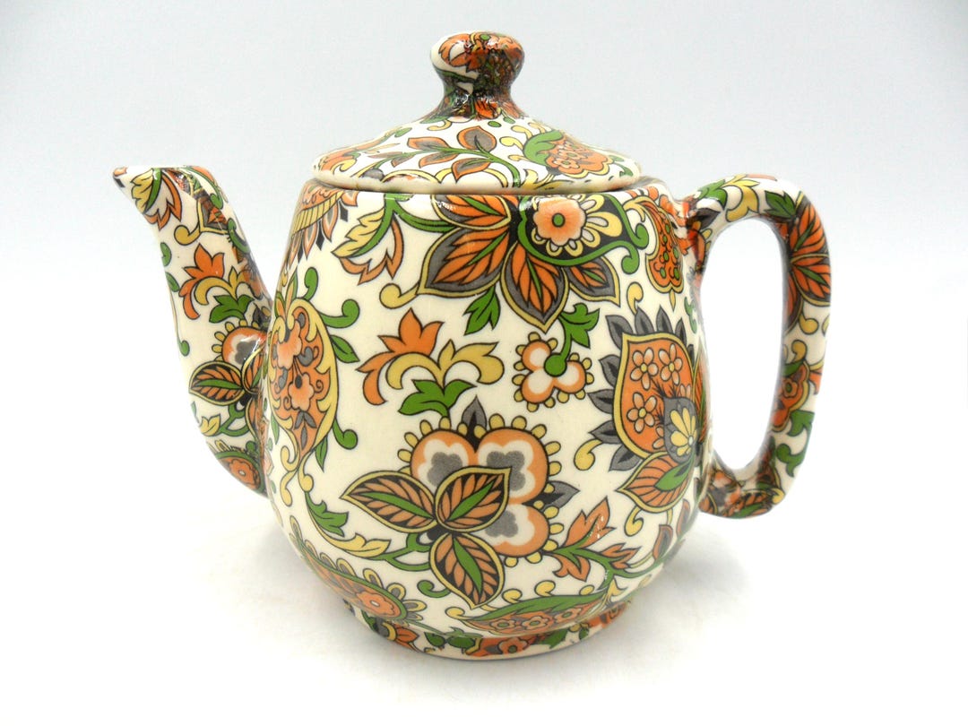 Cocktail Teapot in Burnt Orange Paisley Design - Etsy