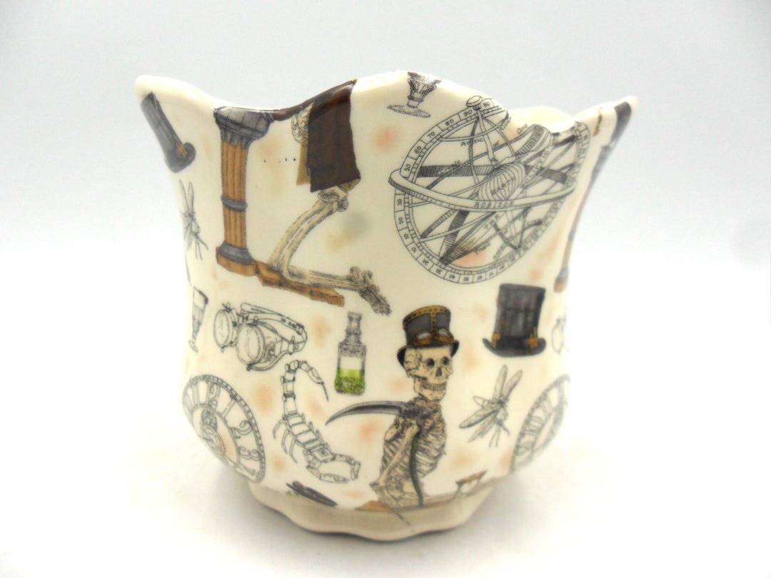 Small Planter in Steampunk Design by Heron Cross Pottery. - Etsy