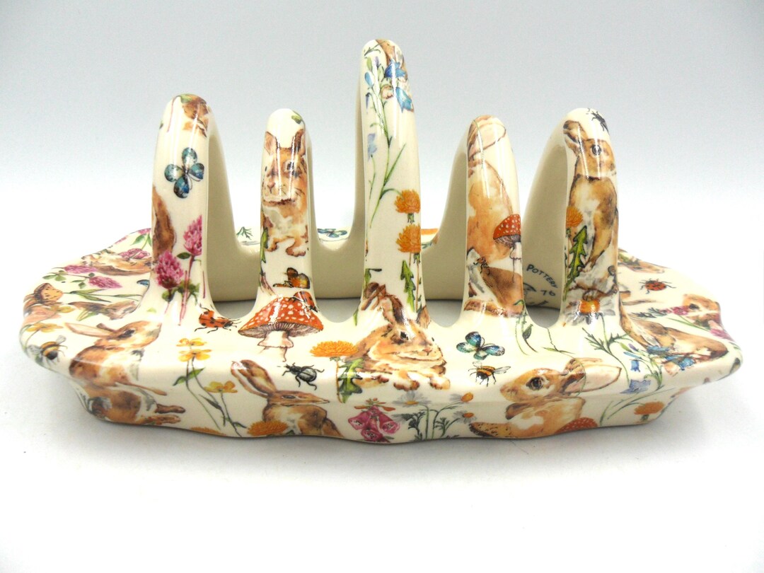 Toast Rack in Meadow Rabbits Design by Heron Cross Pottery - Etsy