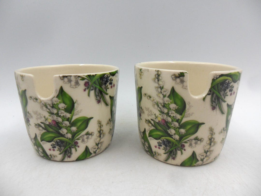 Set of 2 Lovely Little Small Sized Pots in Lily of the Valley Design by ...
