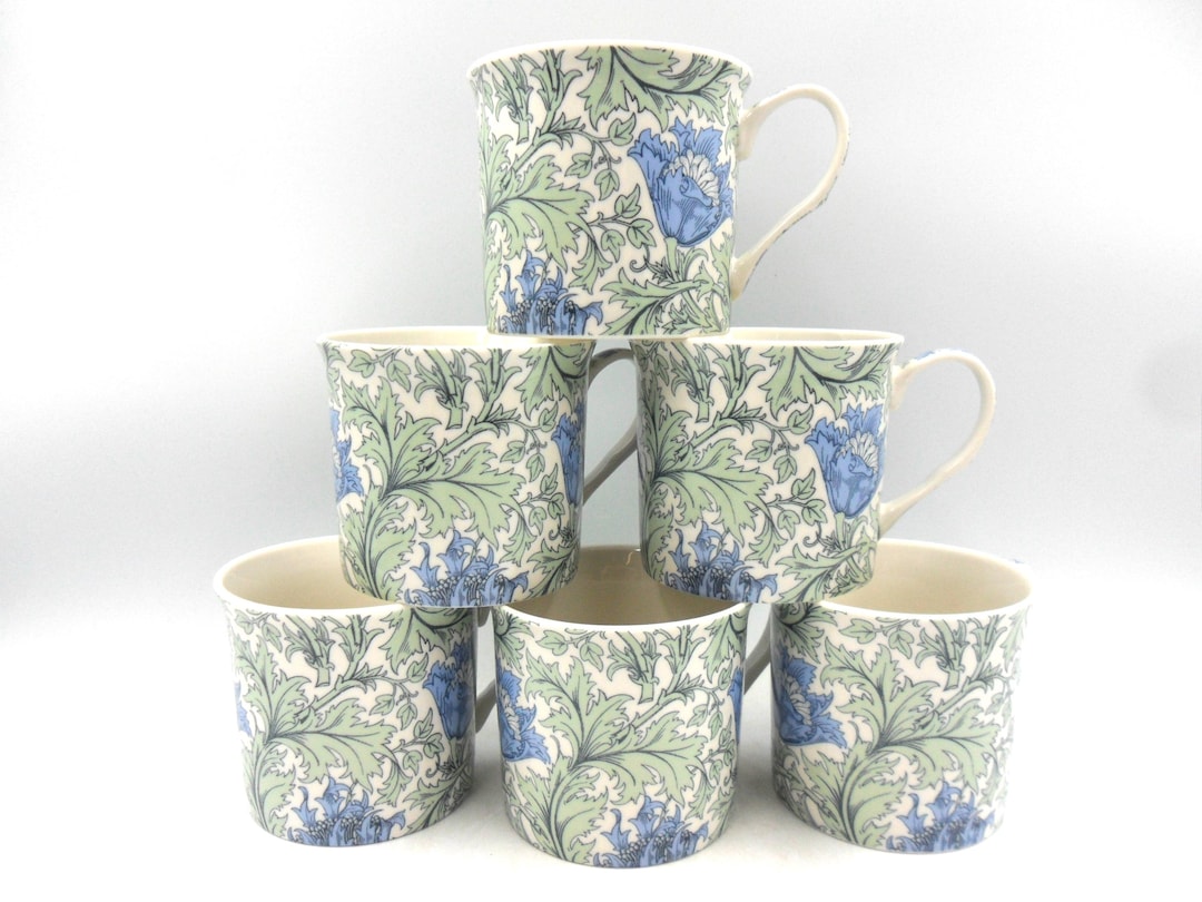Set of 6 William Morris Anemone Design Palace Mugs - Etsy