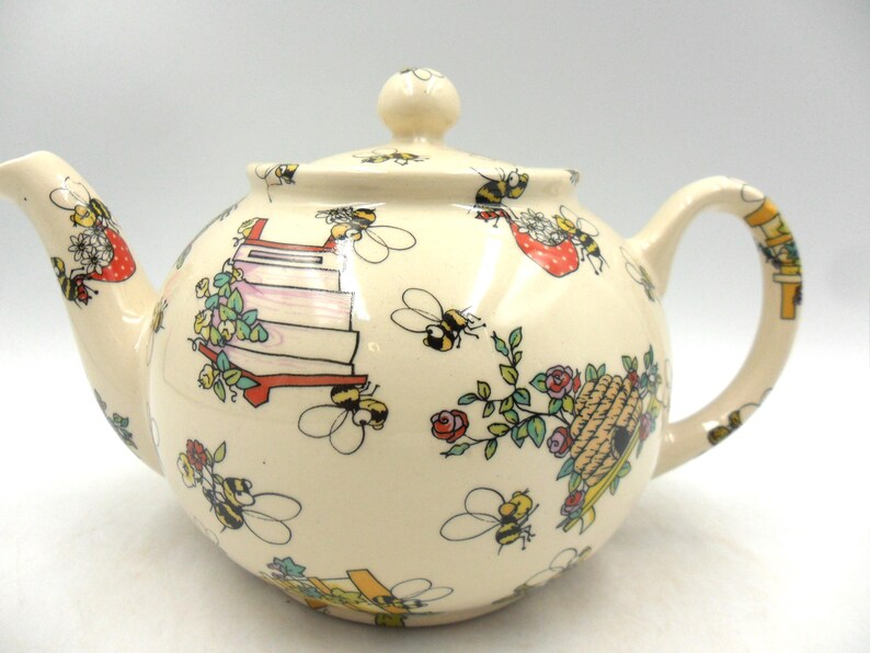 2 Cup Teapot in Honey Bees and Their Hives Design by Heron Cross ...