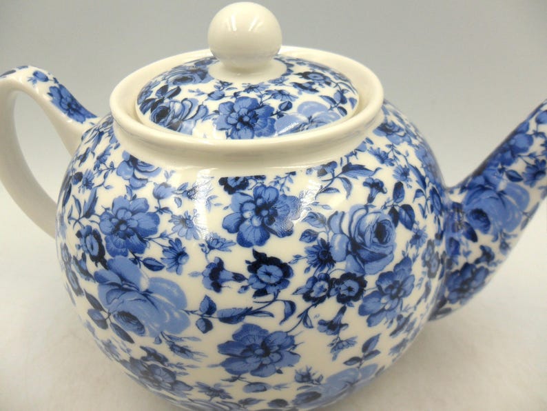A 2 Cup China Teapot in Ditsy Blue Rose Design for the Abbeydale ...